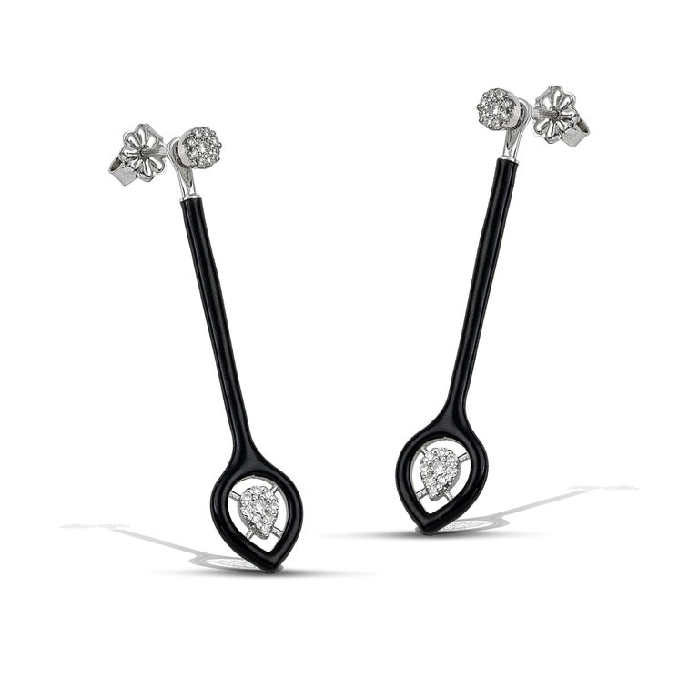 2-in-1 Bold Gold Earrings with Diamonds and Black Enamel For Sale at ...
