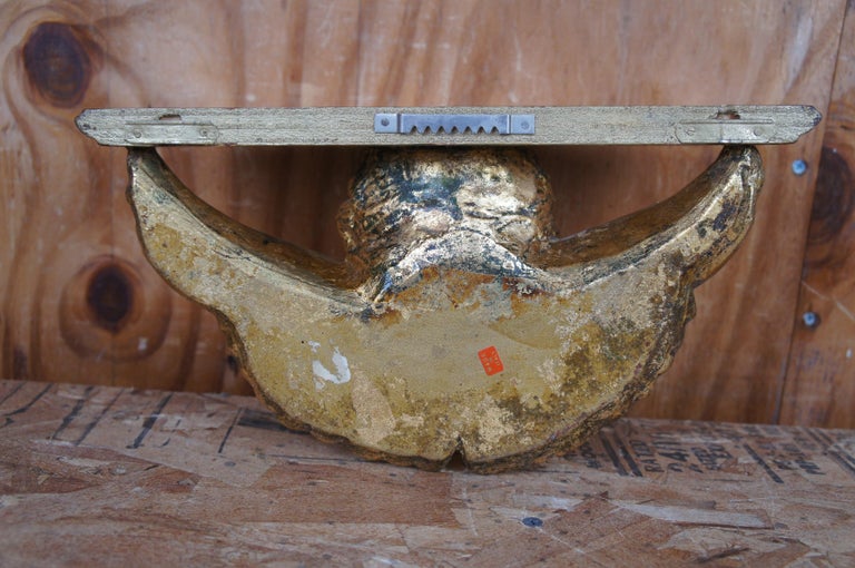 2 Italian Florentine Rococo Gold Gilt Winged Cherub Angel Bust Shelf ...