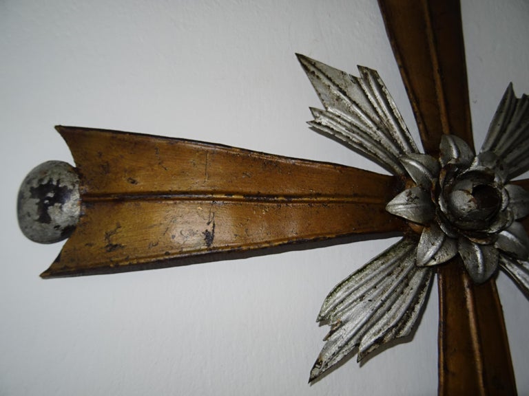 2 Italian Metal Tole Cross Rose Wall Decorations Stations of the Cross ...