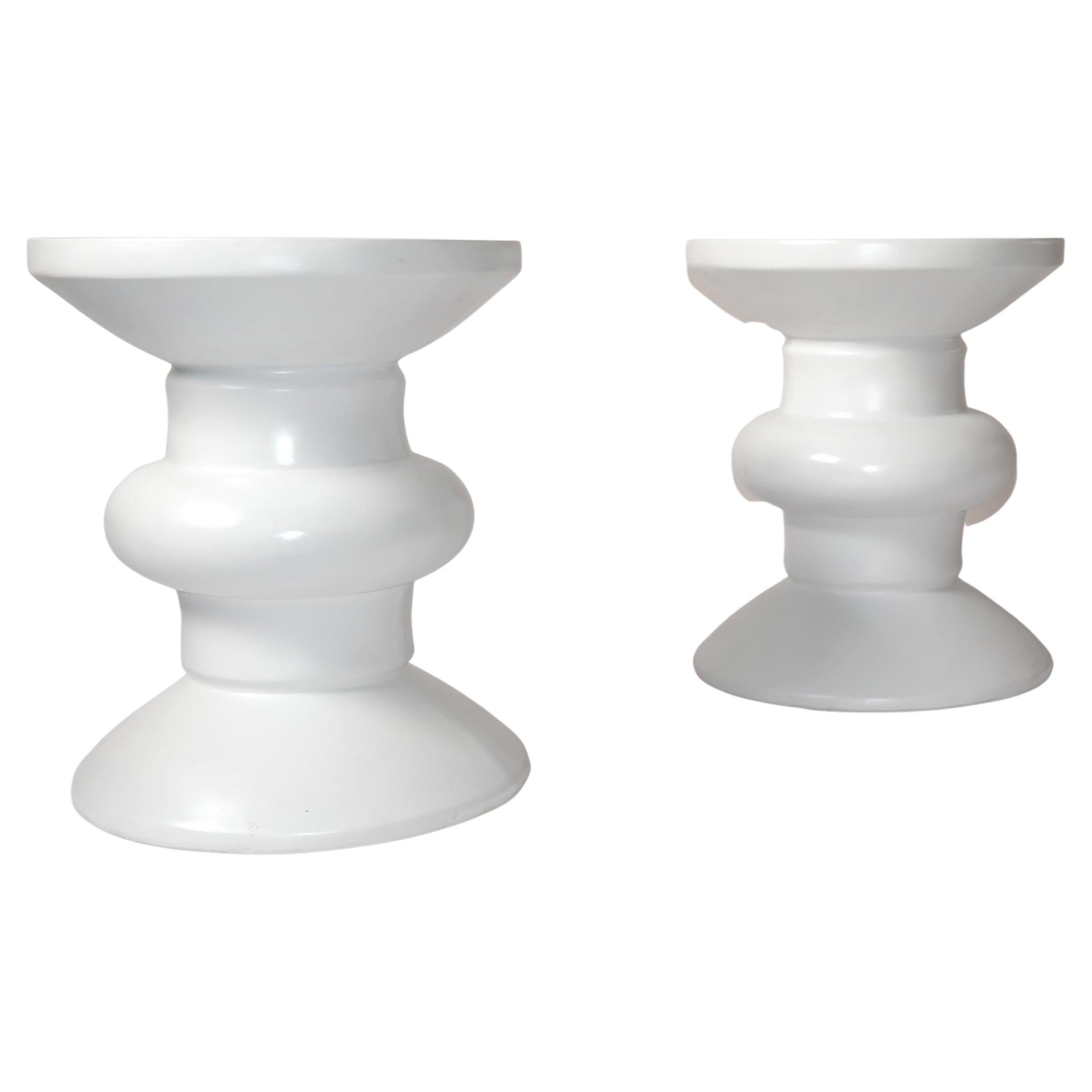 2 John Dickinson Attributed Mid-Century Modern White Round Plaster Side ...