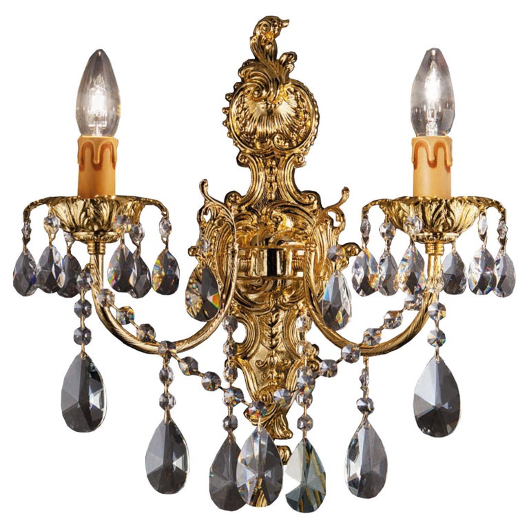 2Lights Artistic Casting Wall Sconce in 24kt Gold Finish and Clear ...