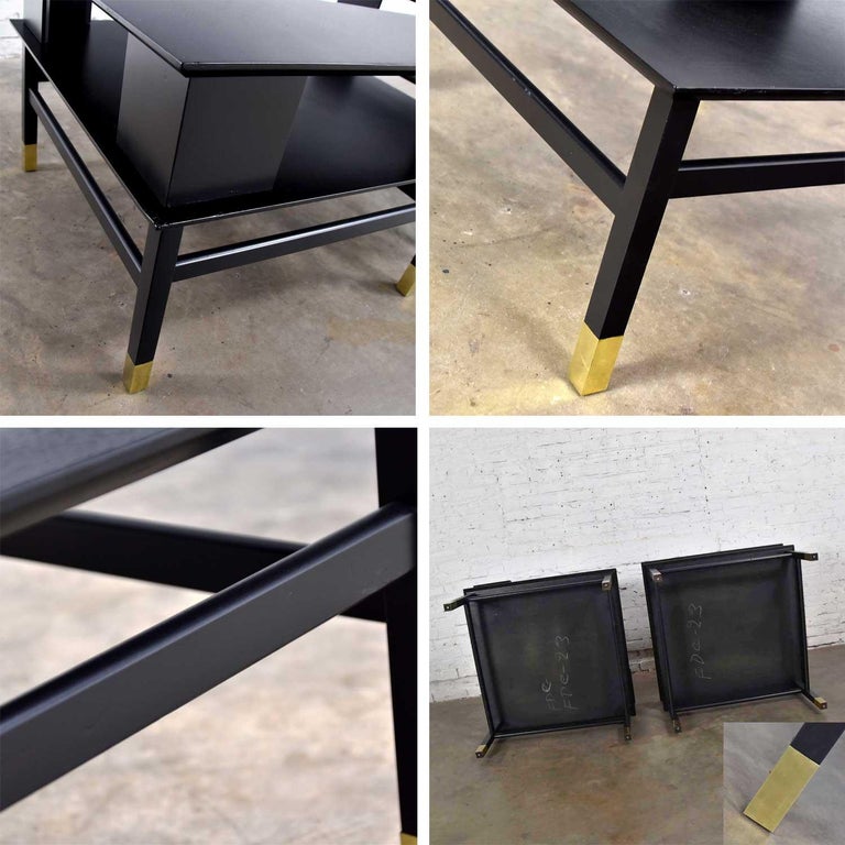 2 MCM Founders Corner Step Tables Black Brass Sabots Coronado Grp ...