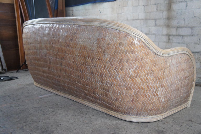 2 Mid-Century Modern Bohemian Rattan and Split Reed Barrel Back Sofas ...