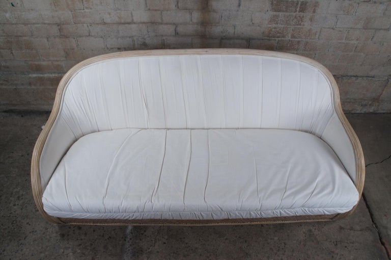 2 Mid-Century Modern Bohemian Rattan and Split Reed Barrel Back Sofas ...