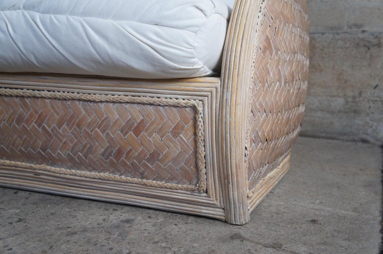 2 Mid-Century Modern Bohemian Rattan and Split Reed Barrel Back Sofas ...