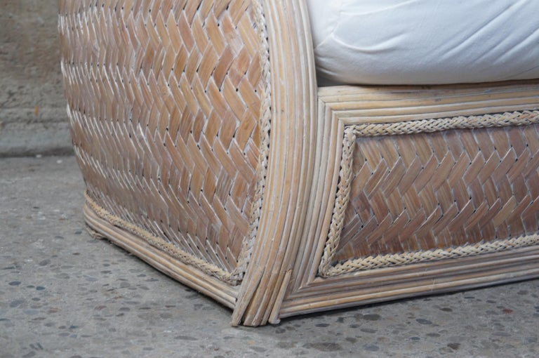 2 Mid-Century Modern Bohemian Rattan and Split Reed Barrel Back Sofas ...