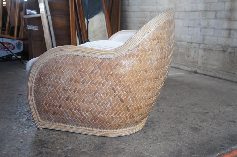 2 Mid-Century Modern Bohemian Rattan and Split Reed Barrel Back Sofas ...