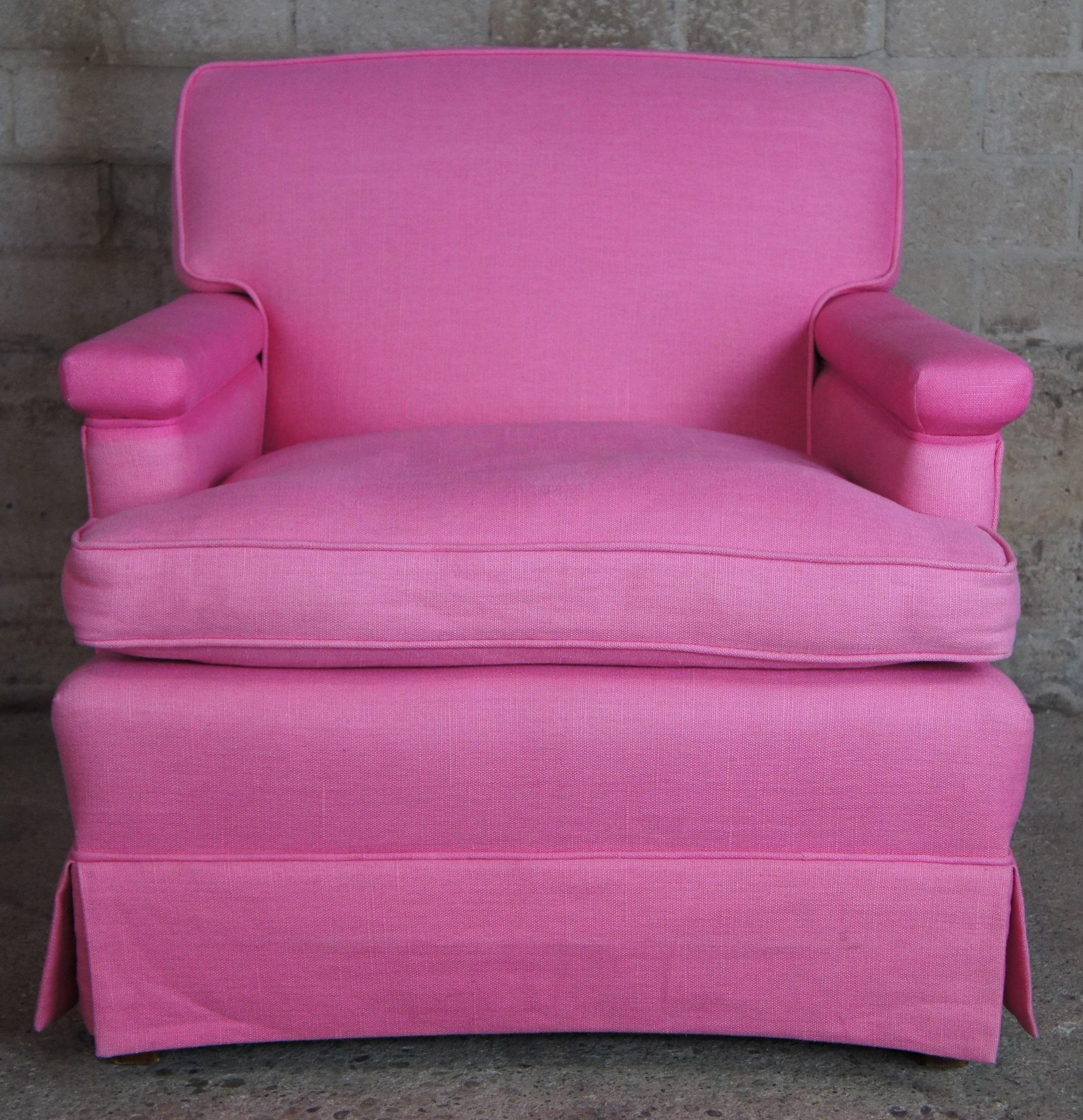 2 Mid Century Pink Chairs and Ottoman Walnut Library Reading Lounge Set ...