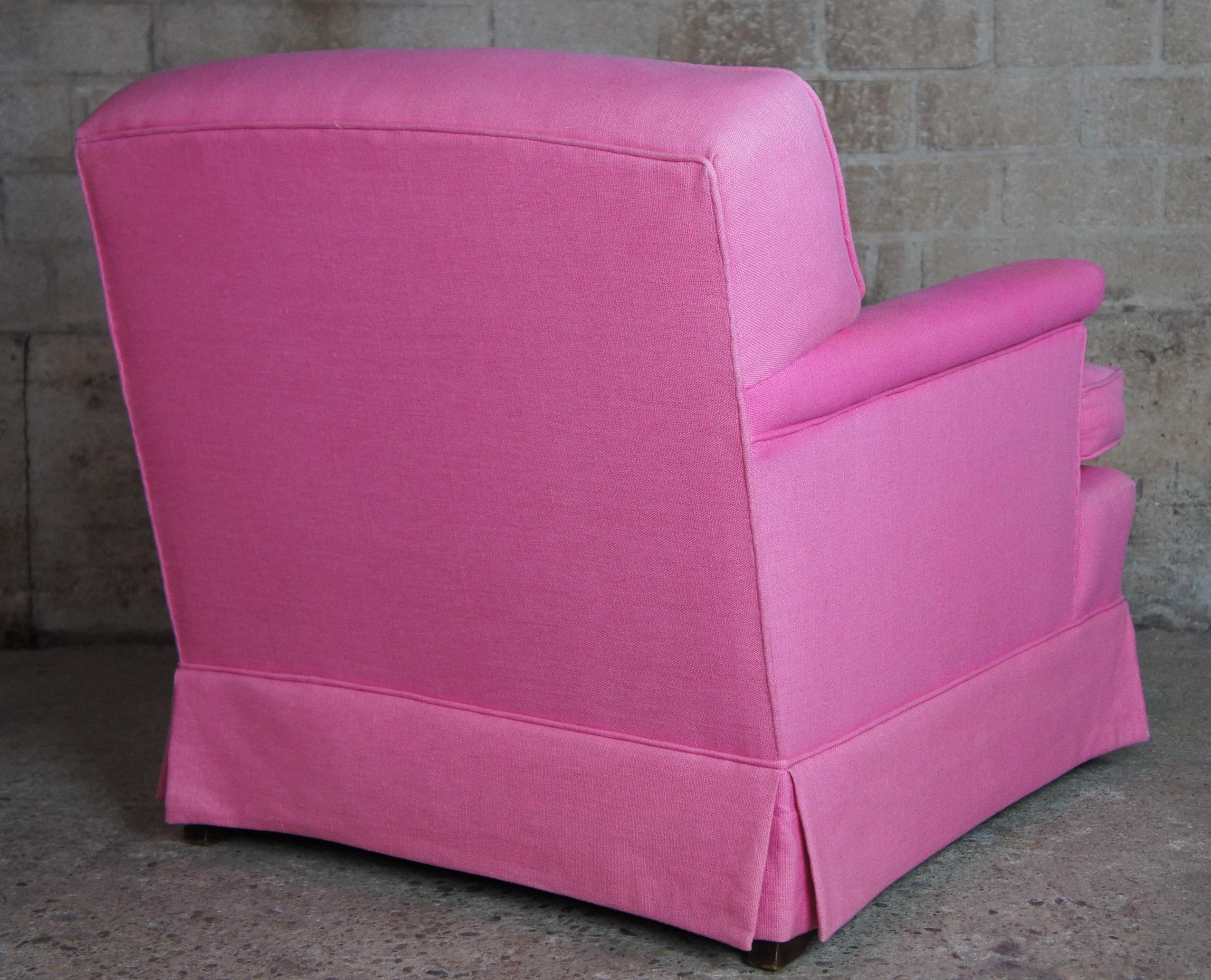 2 Mid Century Pink Chairs and Ottoman Walnut Library Reading Lounge Set ...