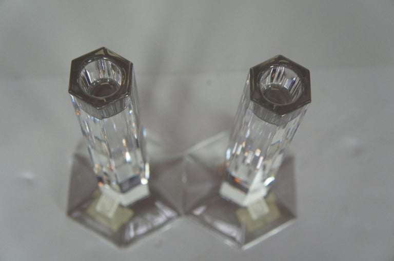 2 Miller Rogaska Frank Lloyd Wright Crystal Hexagon Candlesticks Modern ...