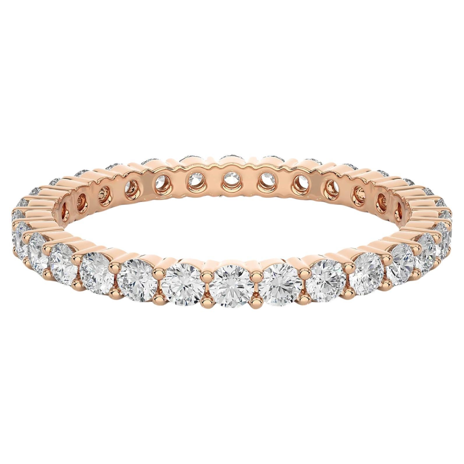 Customizable 2 MM Round Moissanite Eternity Band Ring in Rose Gold Plated 925 Silver For Sale at ...