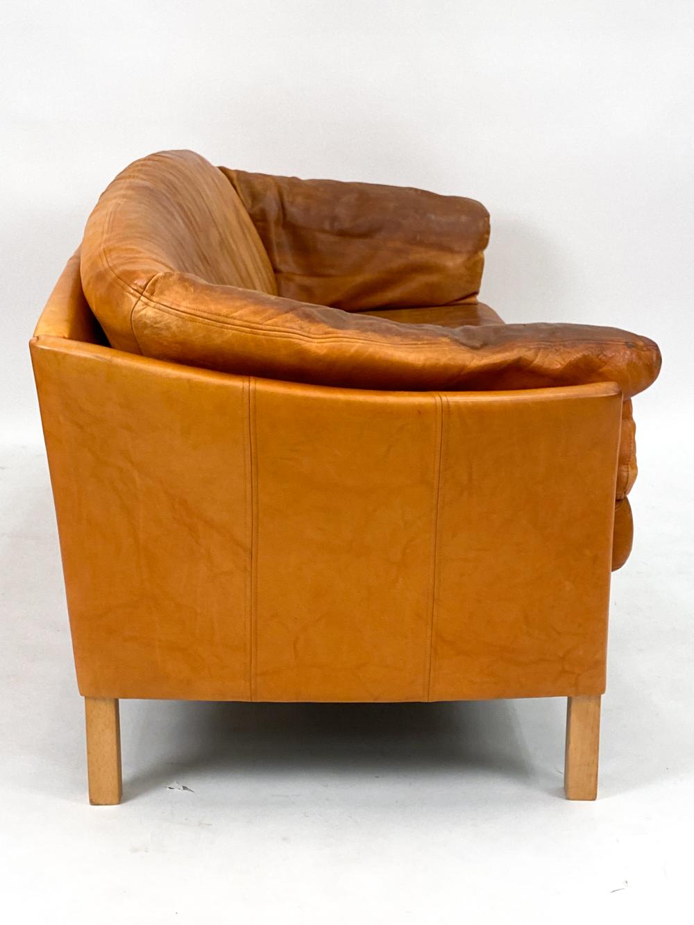 (2) Mogens Hansen Model 535 Brandy Leather Sofas For Sale at 1stDibs