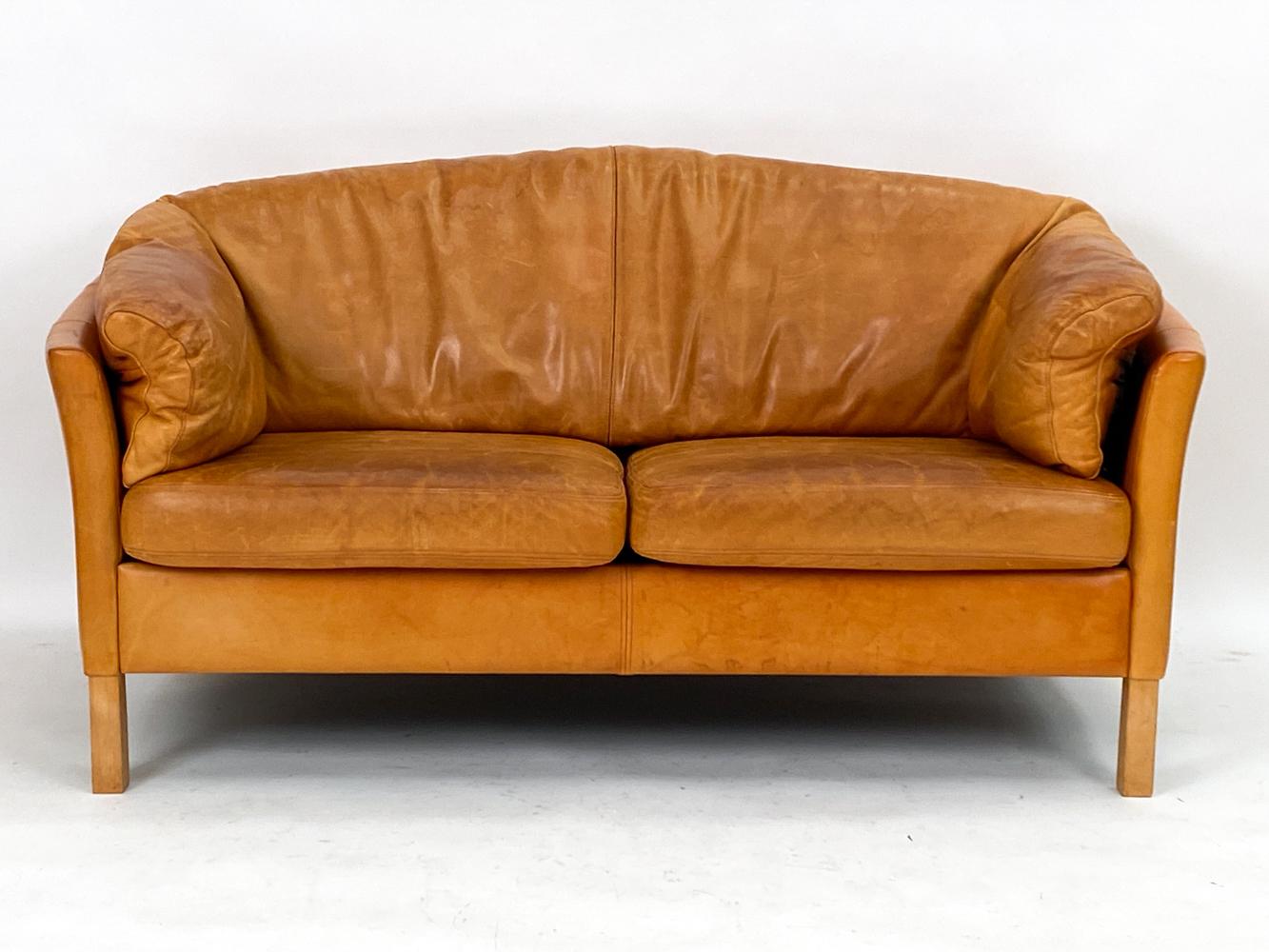 (2) Mogens Hansen Model 535 Brandy Leather Sofas For Sale at 1stDibs