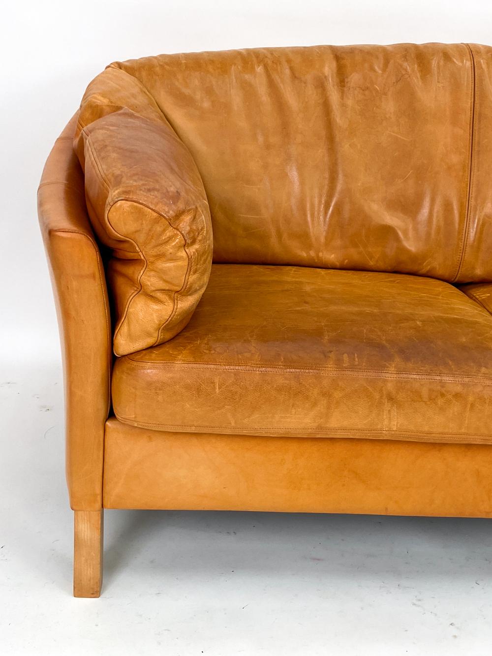 (2) Mogens Hansen Model 535 Brandy Leather Sofas For Sale at 1stDibs