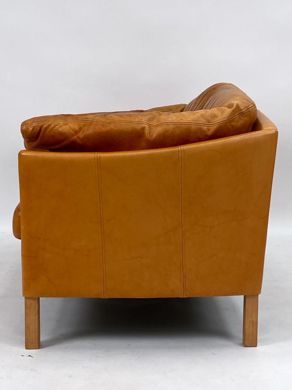 (2) Mogens Hansen Model 535 Brandy Leather Sofas For Sale at 1stDibs