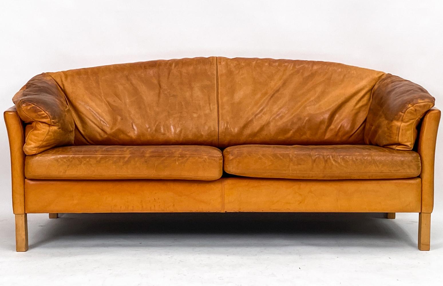 (2) Mogens Hansen Model 535 Brandy Leather Sofas For Sale at 1stDibs