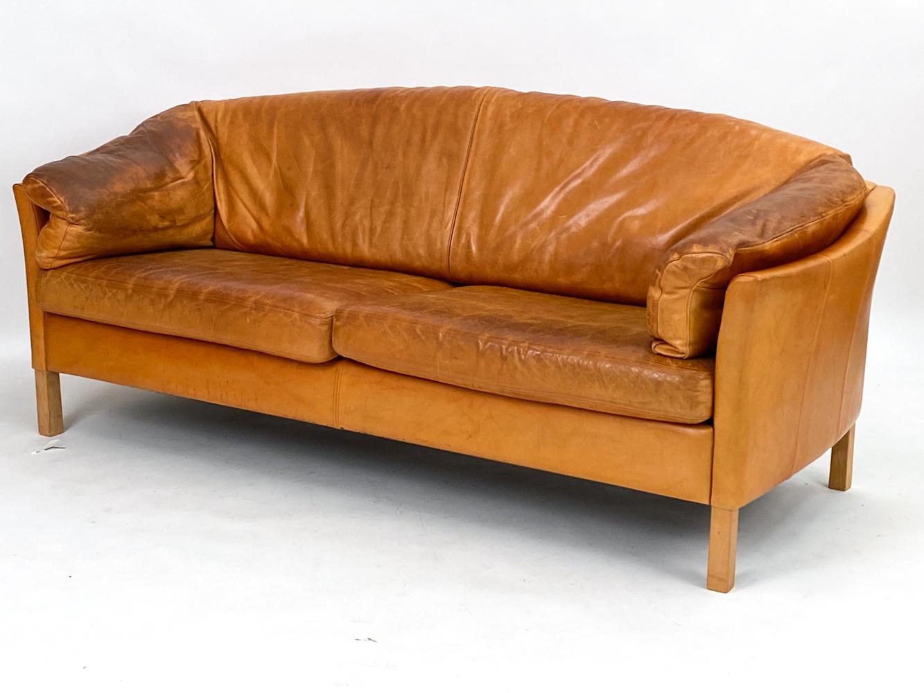 (2) Mogens Hansen Model 535 Brandy Leather Sofas For Sale at 1stDibs