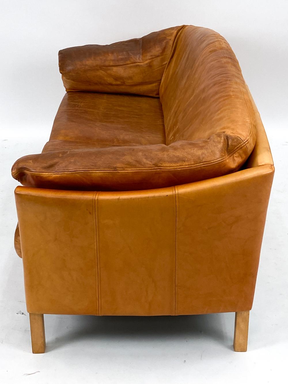 (2) Mogens Hansen Model 535 Brandy Leather Sofas For Sale at 1stDibs