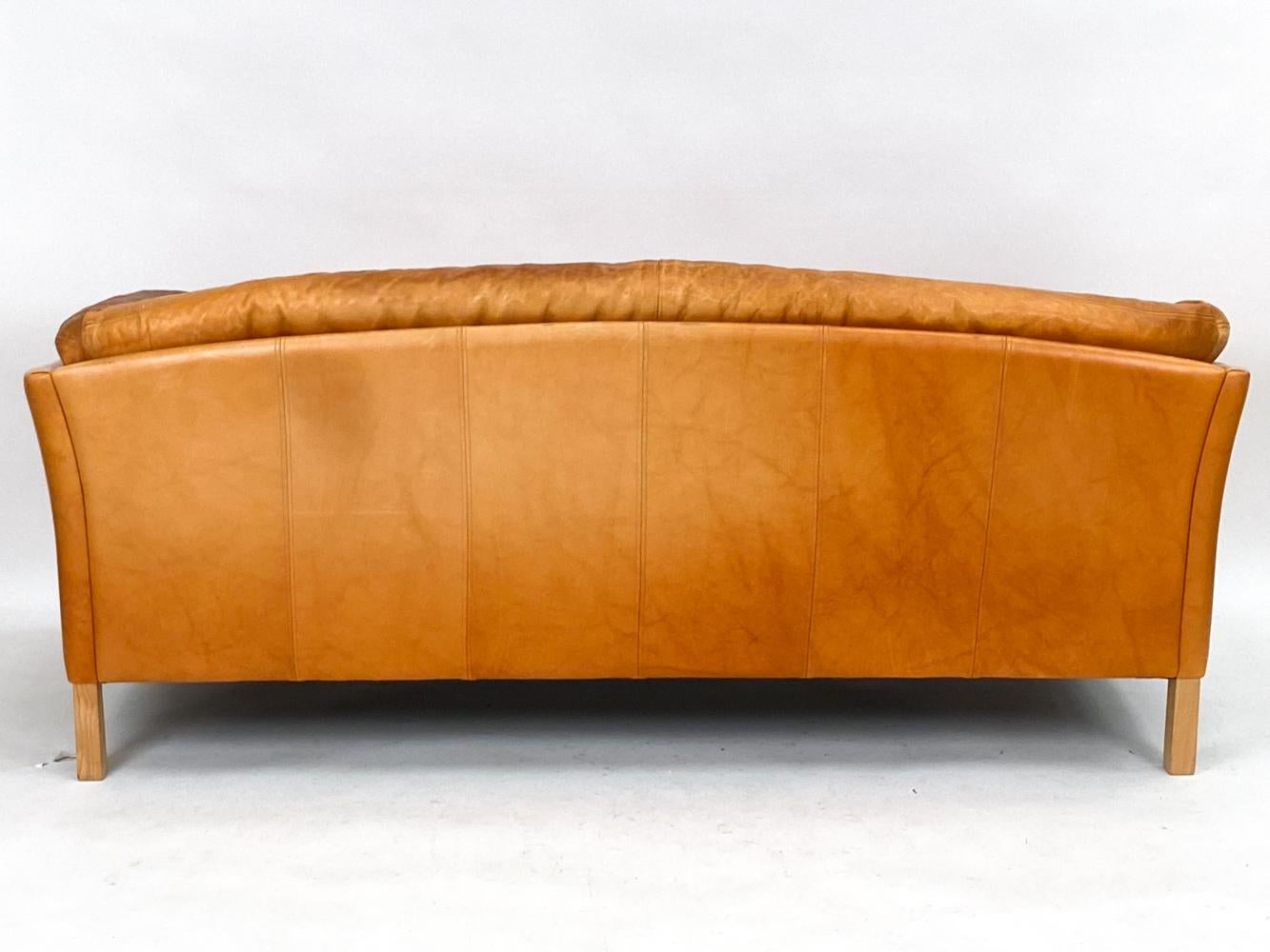 (2) Mogens Hansen Model 535 Brandy Leather Sofas For Sale at 1stDibs