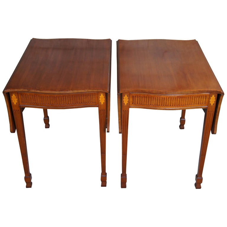 2 Nathan Margolis Sheraton Federal Style Inlay Mahogany Drop Leaf Side ...