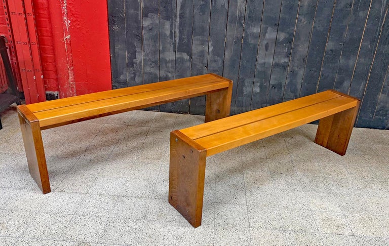 2 Original Stained Beech Benches circa 1950/1960 For Sale at 1stDibs