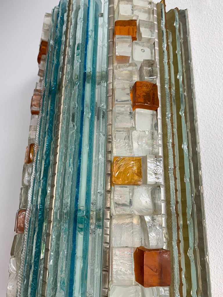 Pair of Sconces Hammered Glass by Biancardi and Jordan Arte, Italy ...