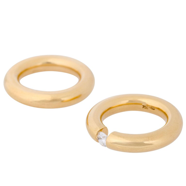 2-Part Ring Set, Including 1 Clamping Ring with a Brilliant Approx. 0.3 ...