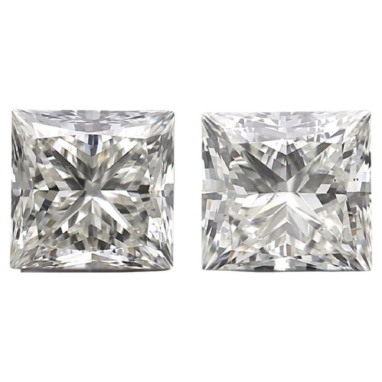 2 Pcs Natural Square Modified Brilliant Diamond in a 1.04 Carat J VS2 ...