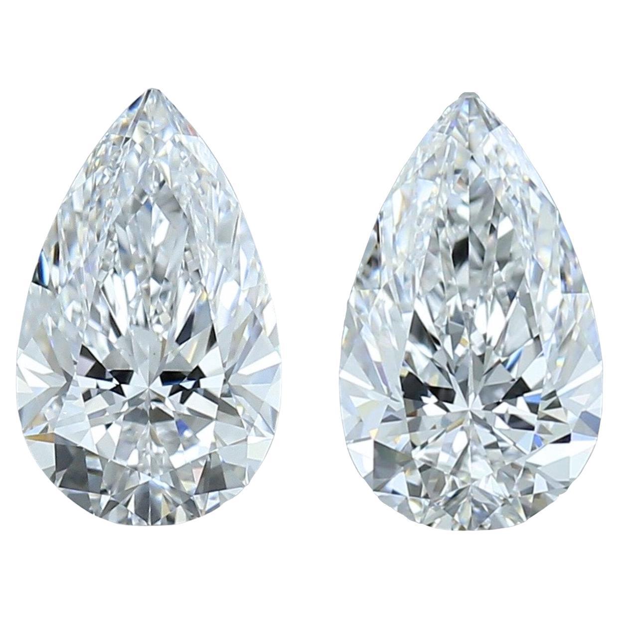 2 pcs Pear Brilliant Natural Diamonds - 3.02 ct - D - VS1 VVS2 GIA ...