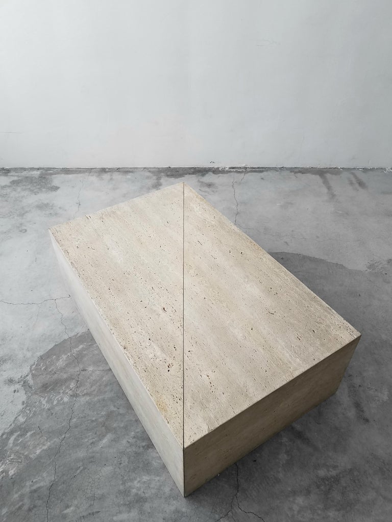2-Piece Triangular Postmodern Italian Travertine Coffee Table at ...