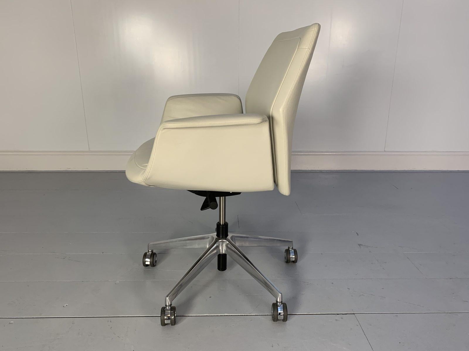 2 Poltrona Frau “Downtown” Swivel Office Armchairs, in Ivory “Pelle ...