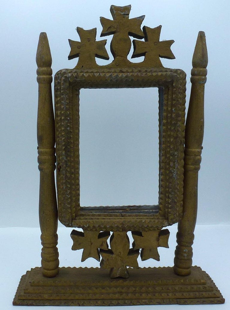 2-Sided, Free-Standing Tramp Art Frame Painted an Old, Oxidized Gold ...