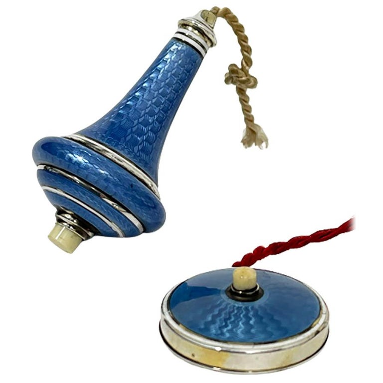 2 Silver Guilloche Enameled Bell Pushers at 1stDibs