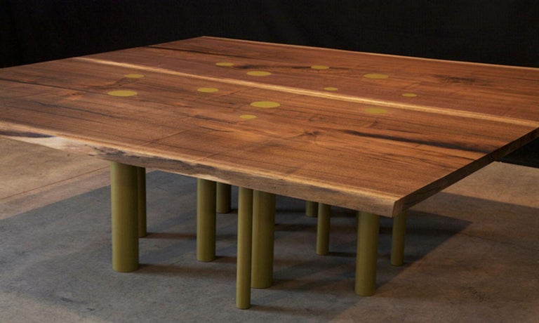 Modern Live Edge Black Walnut 2 Slab Book Match Dining Table with ...