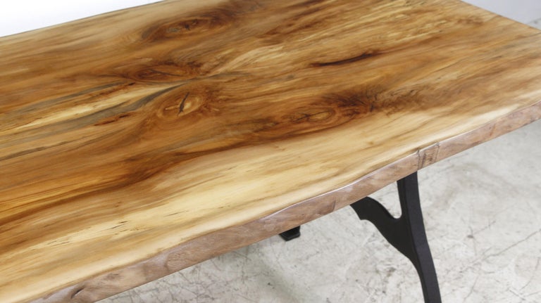 2 Slab Book Match Live Edge Maple Table Industrial Legs Cast Iron For ...