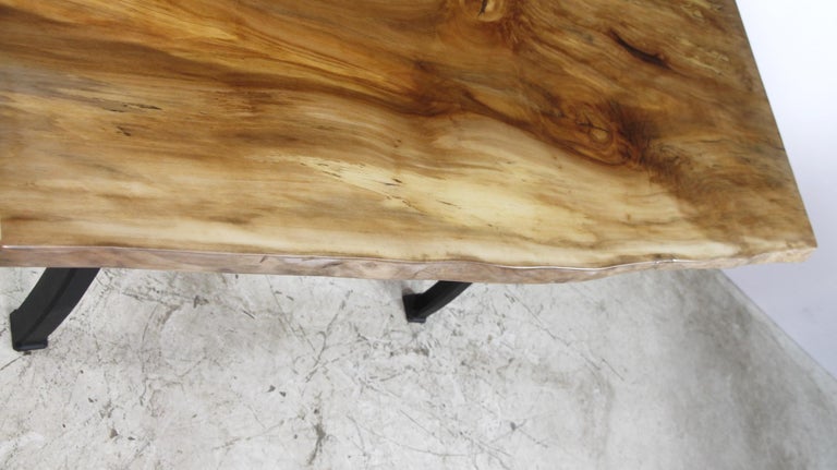 2 Slab Book Match Live Edge Maple Table Industrial Legs Cast Iron For ...