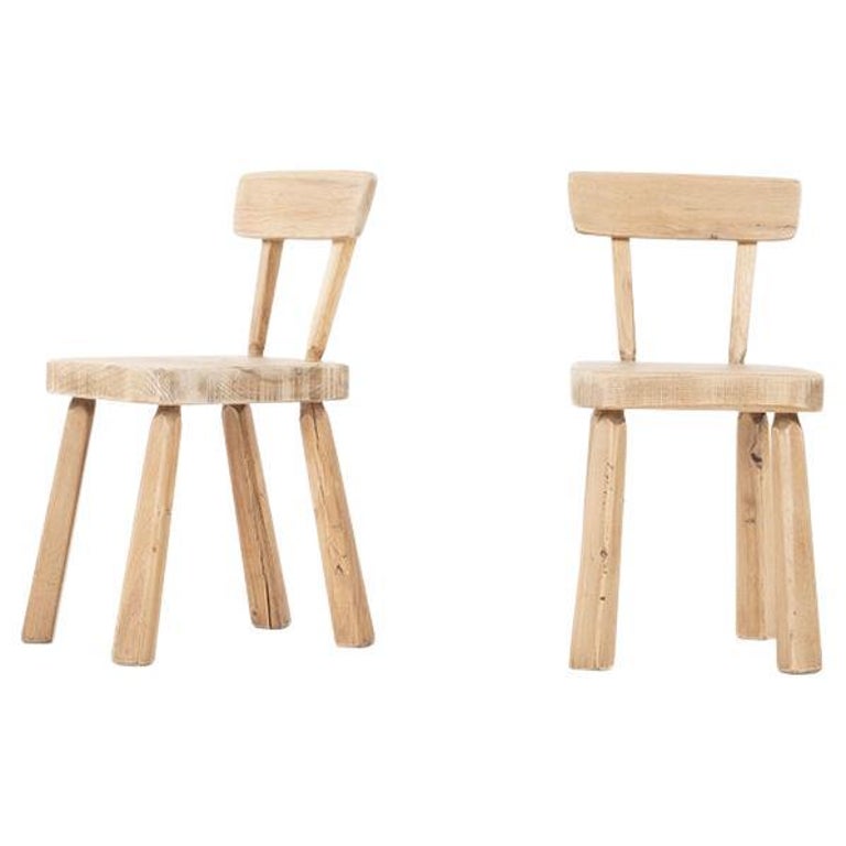 2 Solid Elm Chairs by Andre Small 1980 Chalet French Alps For Sale at ...