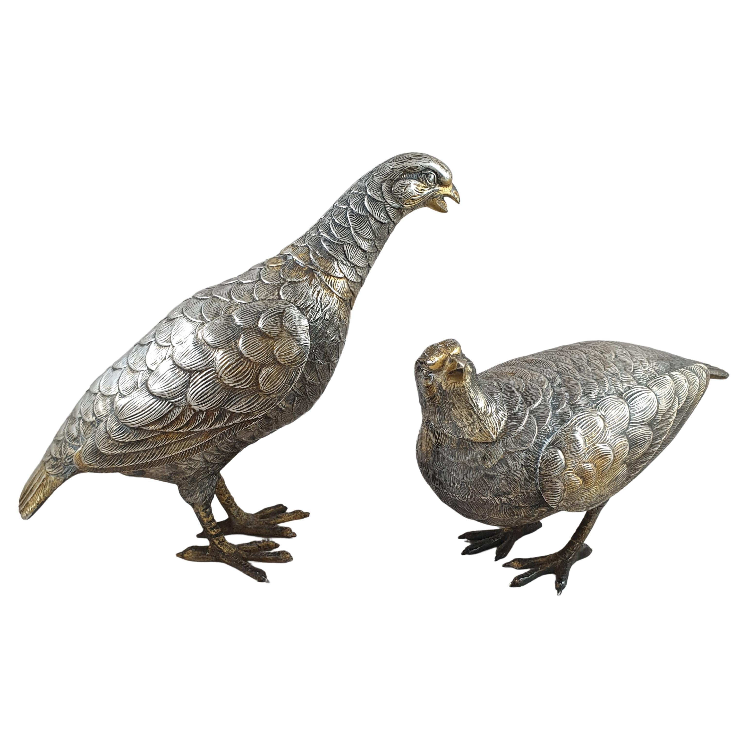 Antique Sterling Silver Table Birds, 1938 at 1stDibs