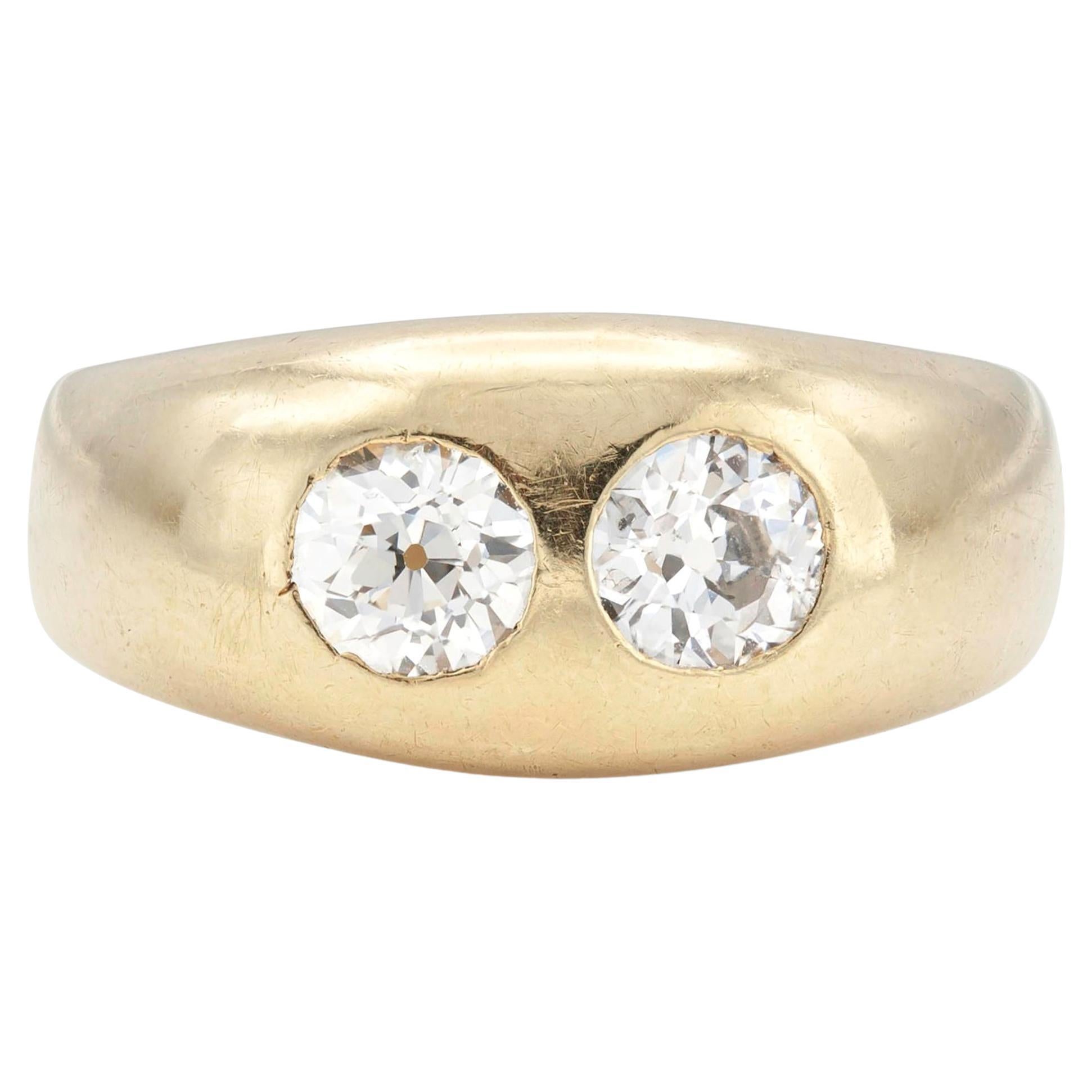 Citrine and Yellow Gold Three-Stone Gypsy Ring at 1stDibs
