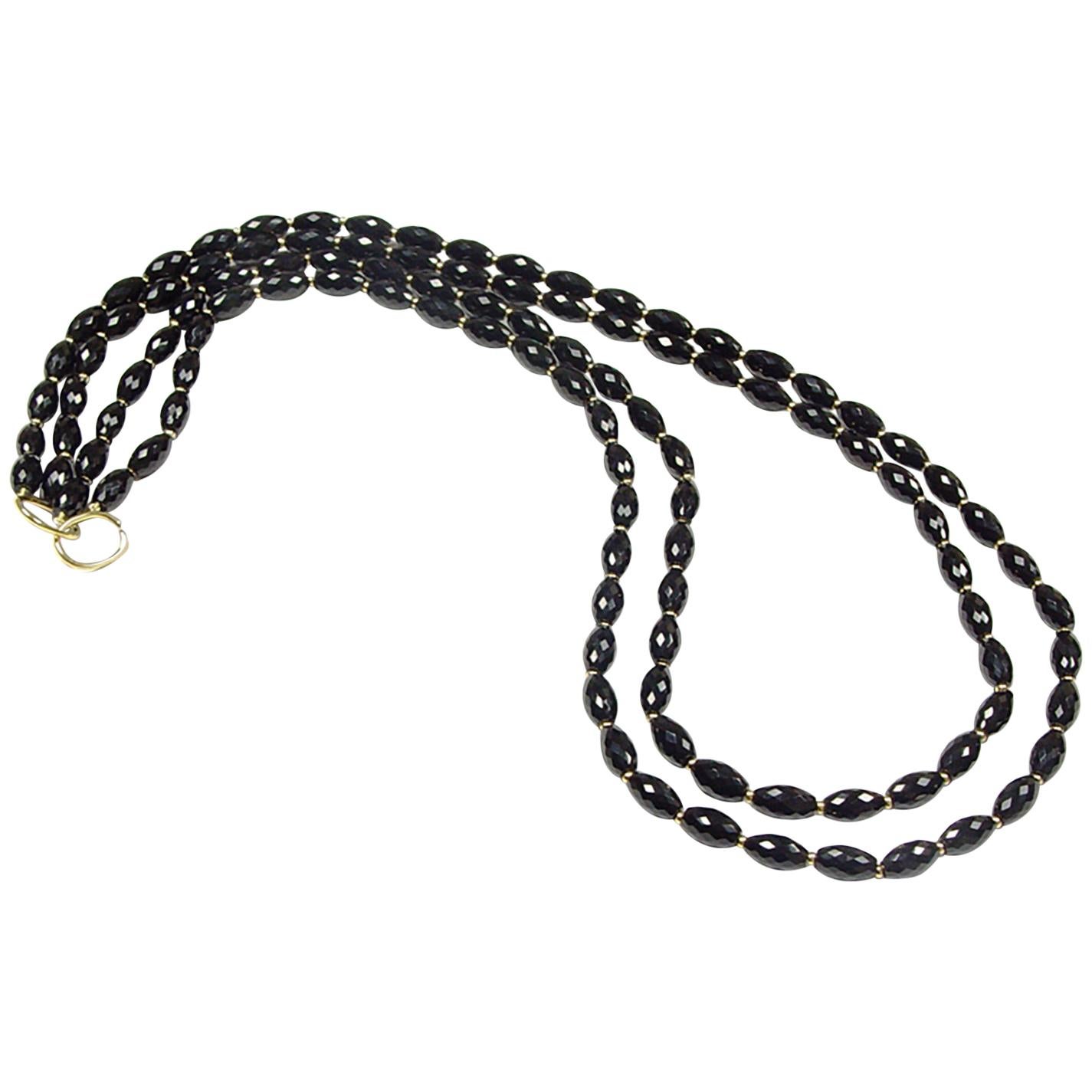 Black Diamond Bead Necklace at 1stDibs