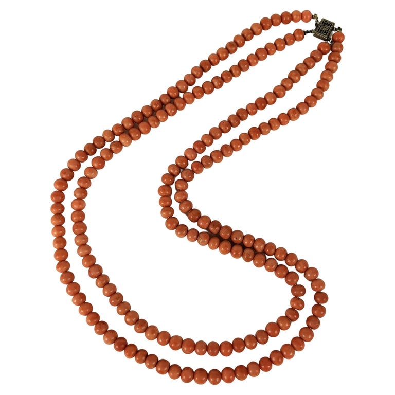 2 Strand Victorian Coral Beads For Sale at 1stDibs