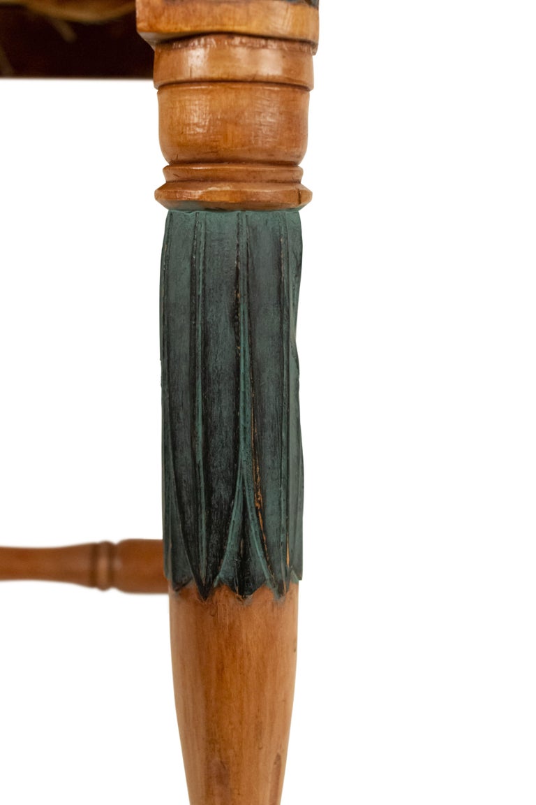 2 Swedish Neoclassic Birch and Silk Stools For Sale at 1stDibs