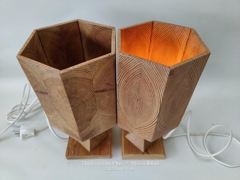 2 Table Lamps in Pine Swedish Crafts Pine Lamps Mid-Century Scandinavia ...