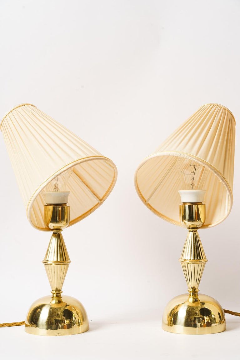 2 Table Lamps with Fabric Shades Vienna Around 1950s For Sale at 1stDibs