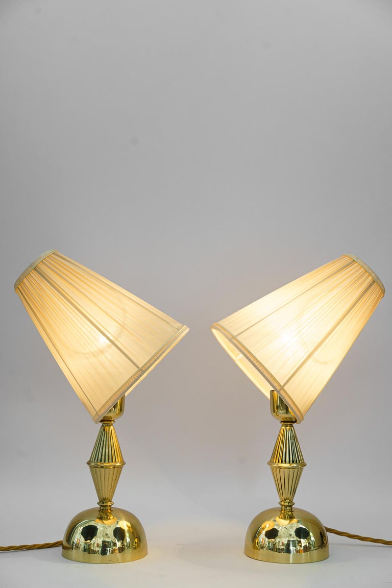 2 Table Lamps with Fabric Shades Vienna Around 1950s For Sale at 1stDibs