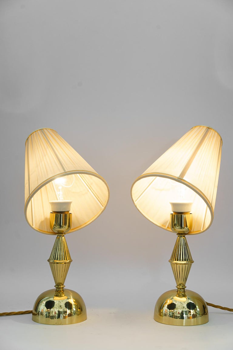 2 Table Lamps with Fabric Shades Vienna Around 1950s For Sale at 1stDibs