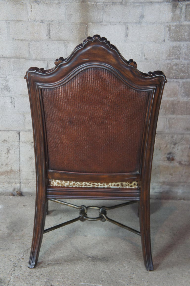 2 Thomasville Hemingway Rustic Old World Leopard Suede and Rattan ...