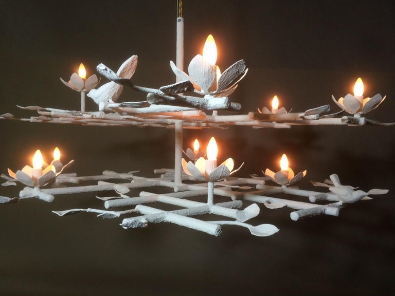 2 Tier Garden Plaster Chandelier For Sale at 1stDibs