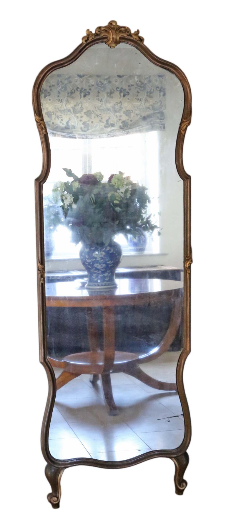 2-Tone Gilt Full Height Wall Floor Mirror For Sale at 1stdibs