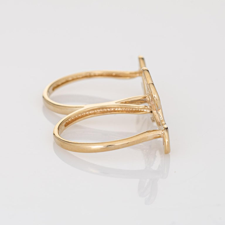 2 Two Finger Diamond Love Ring Script Estate 10k Yellow Gold Fine ...